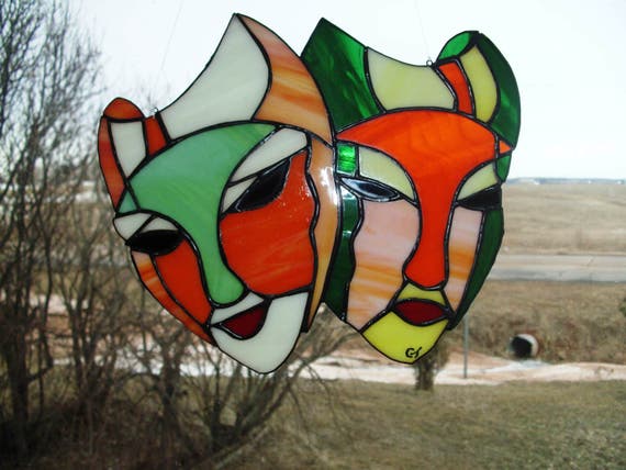 Stained Glass Theater Mask - Etsy