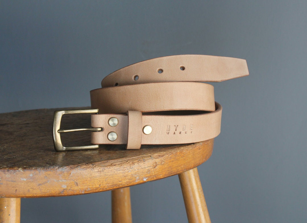 Handmade Leather Belt, Raw Natural Shade of Vegetable Tanned Leather - Etsy
