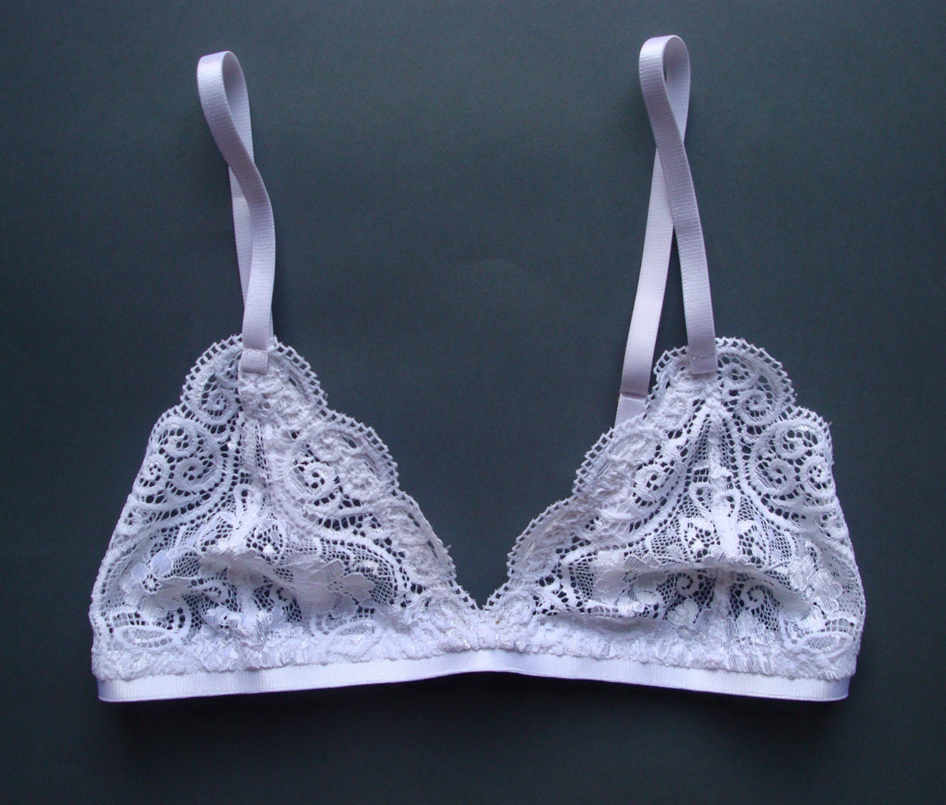 Black lace bralette White triangle bra Beige sexy bralette | Etsy