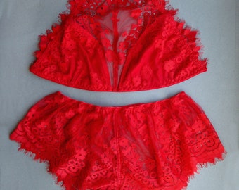 Red lingerie | Etsy