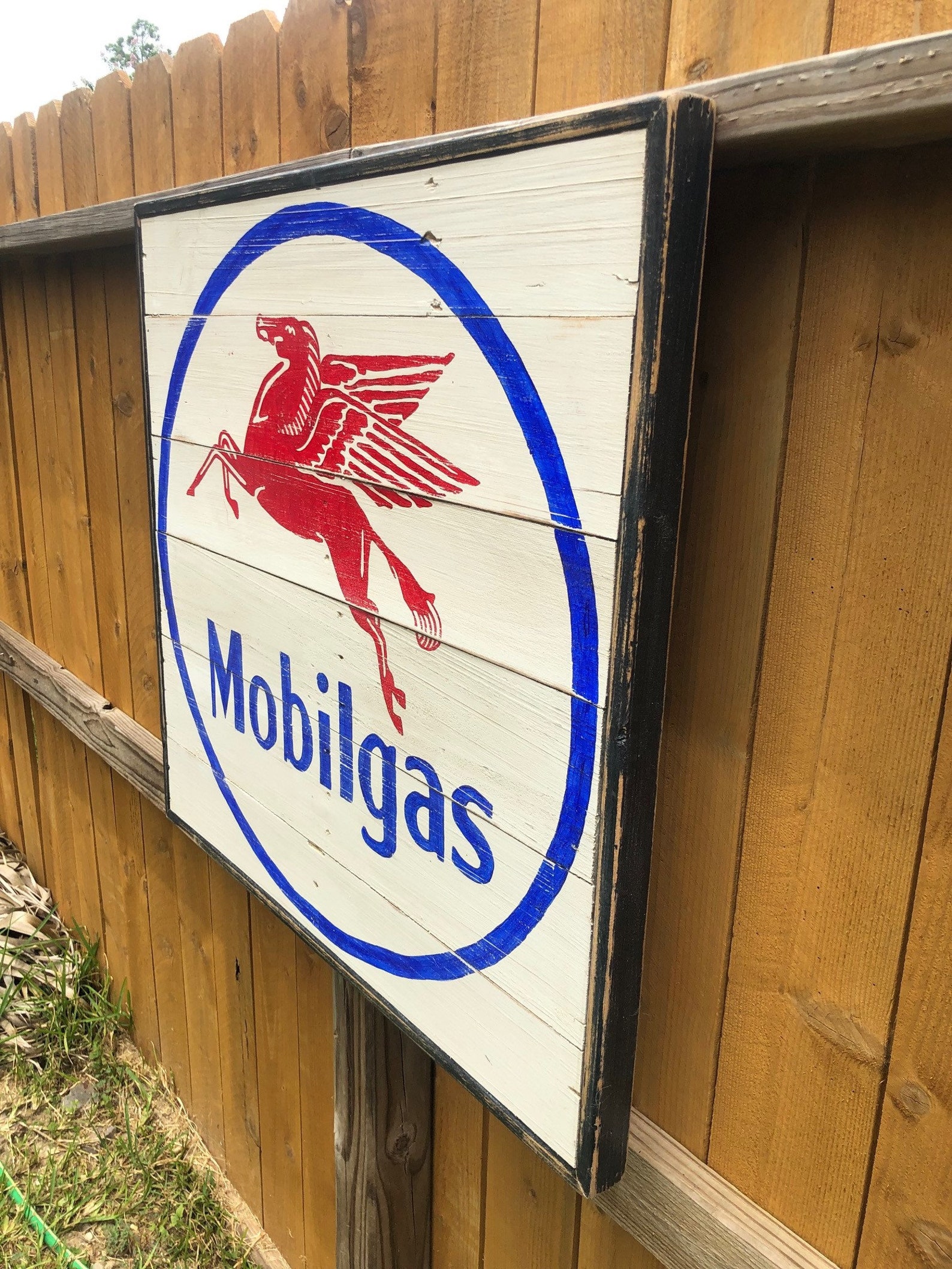 Large Rustic Mobil Gas Sign Pegasus - Etsy
