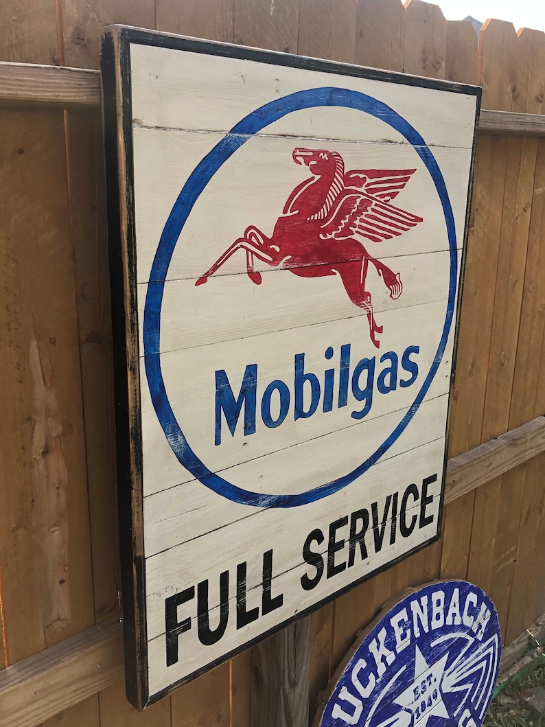 Large Rustic Mobil Gas Sign Pegasus - Etsy