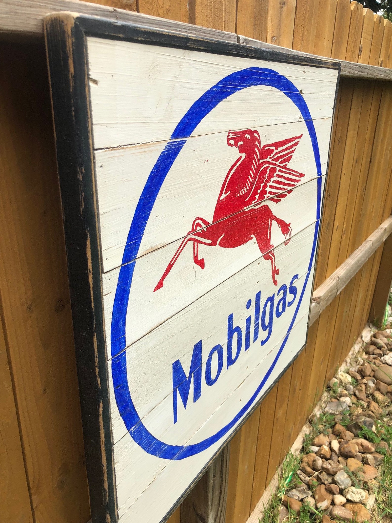 Large Rustic Mobil Gas Sign Pegasus | Etsy
