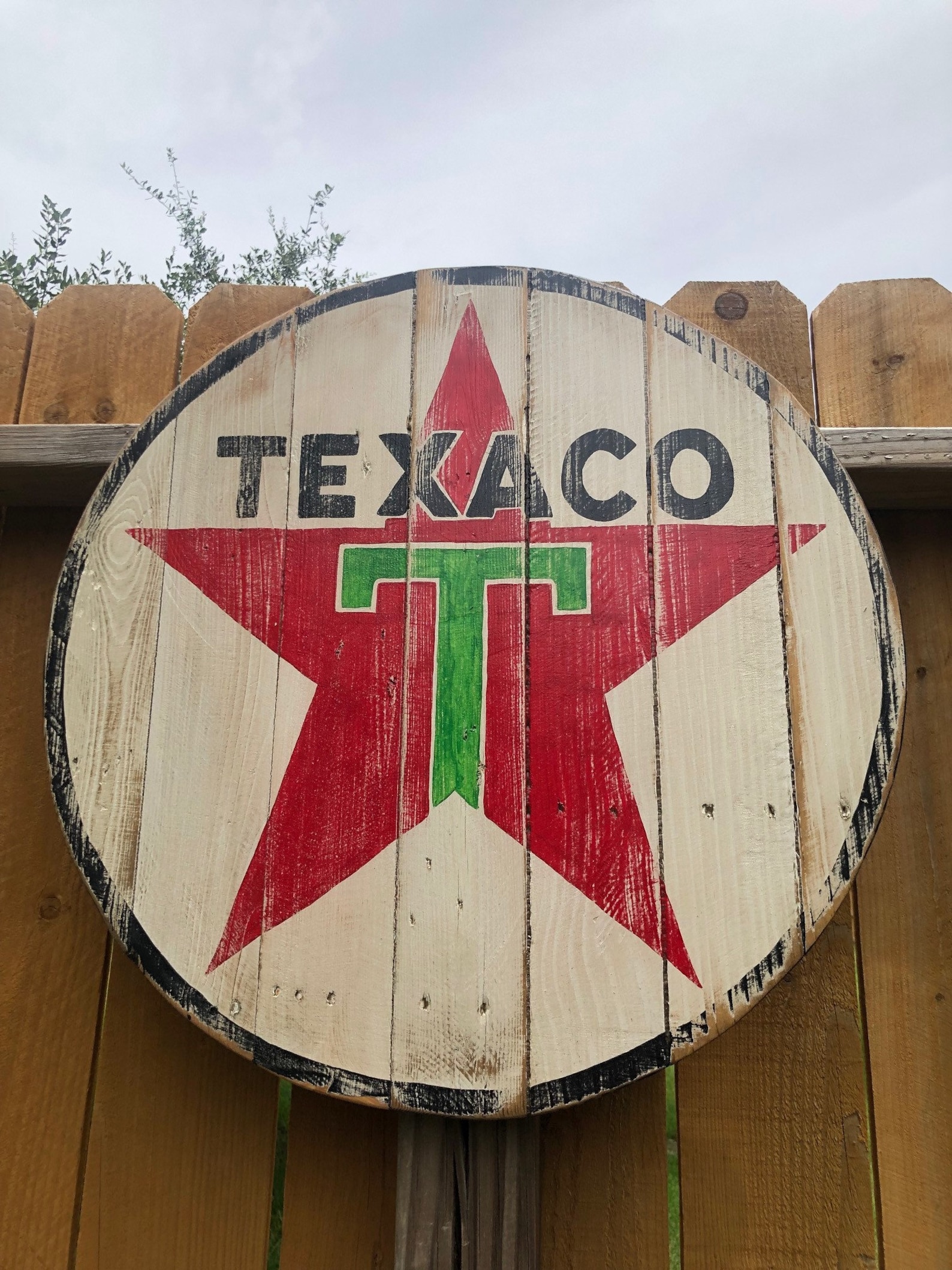 Large Rustic round Texaco Gas Sign | Etsy