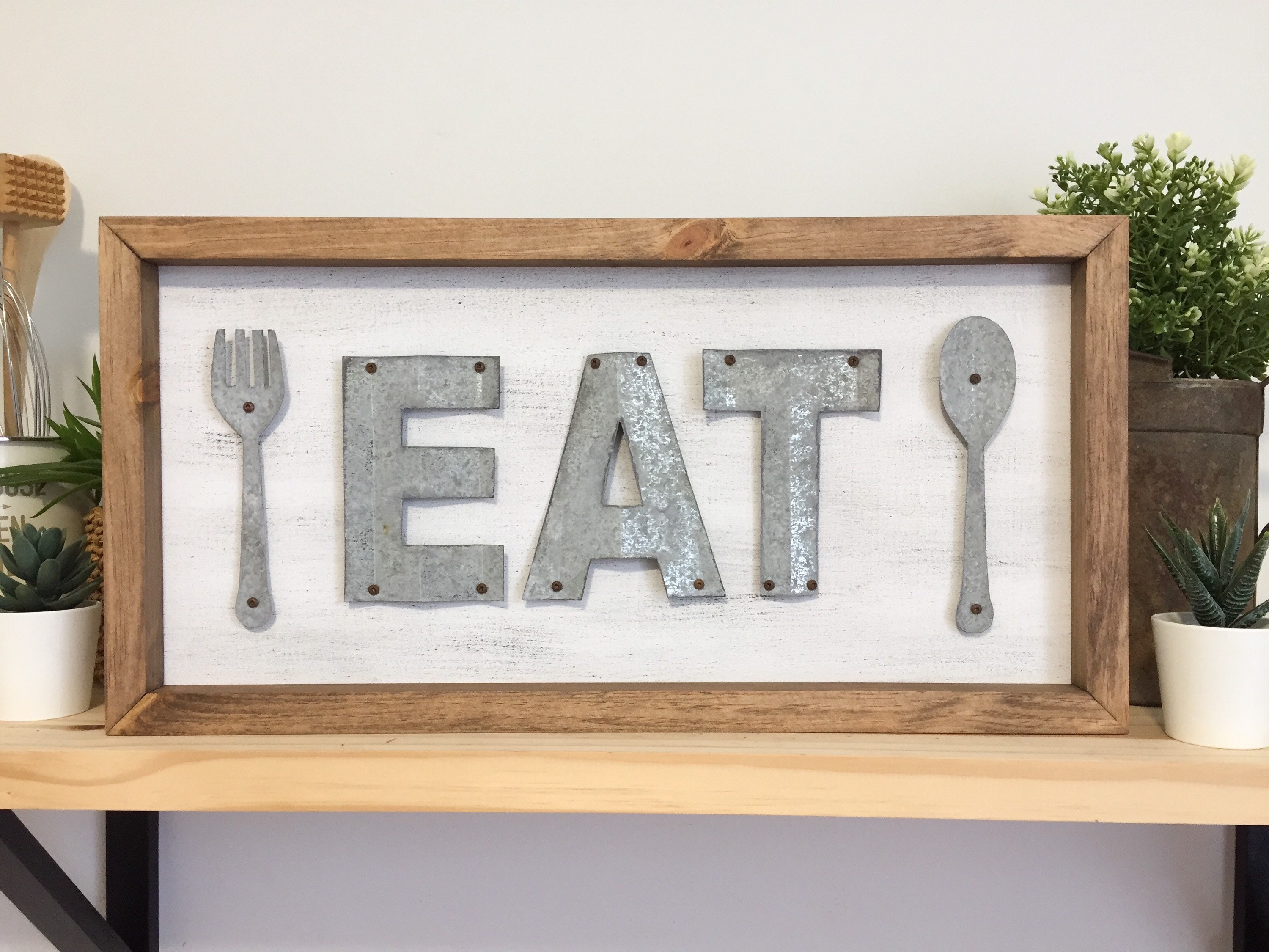 Rustic Metal eat Sign Fork & Spoon Kitchen | Etsy