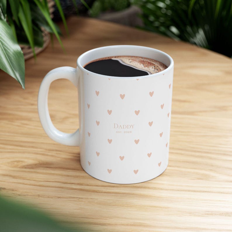 Daddy Est 2026 Mug | Pink Hearts Ceramic Mug - Etsy