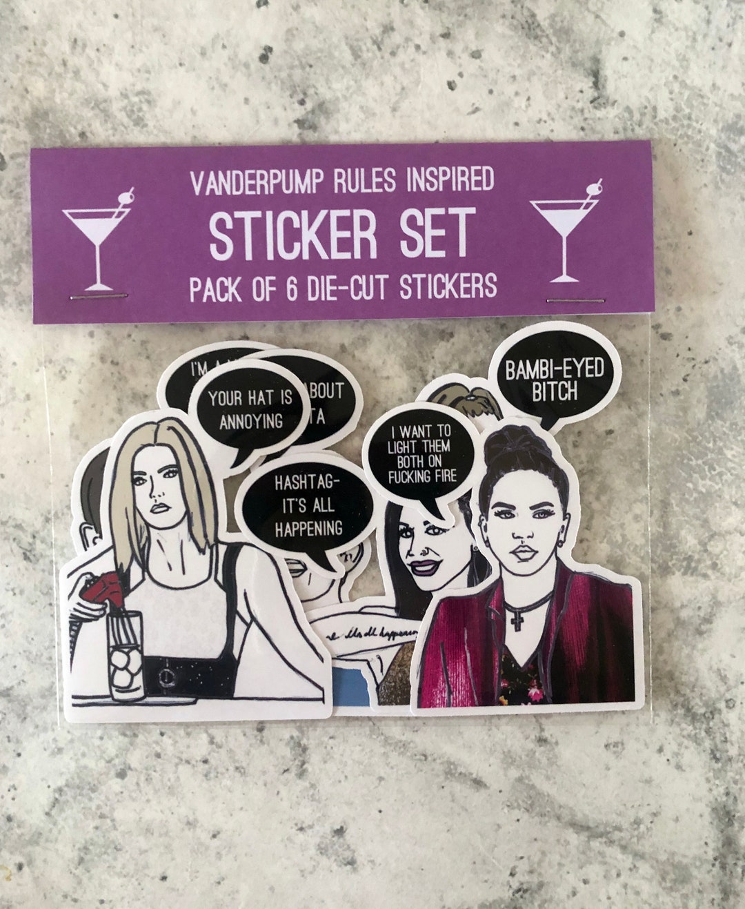 Vanderpump Rules Inspired Sticker Pack | Set of 6 Reality Tv Themed Die ...