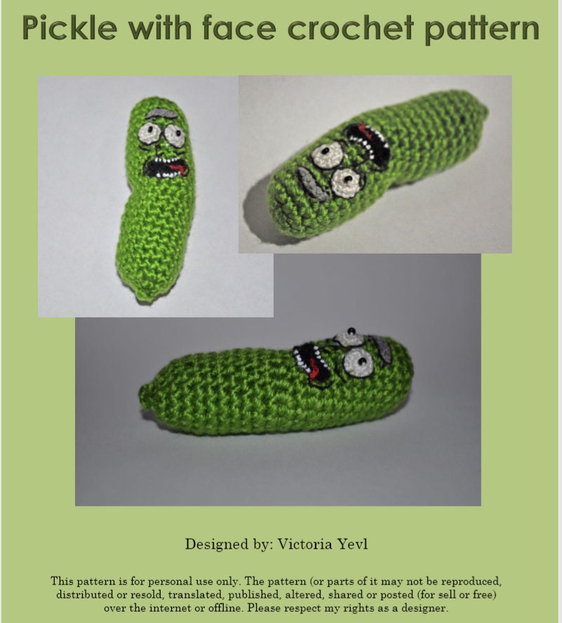 Pdf Crochet Pattern Pickle With Face From Cartoon Picke With - Etsy Canada
