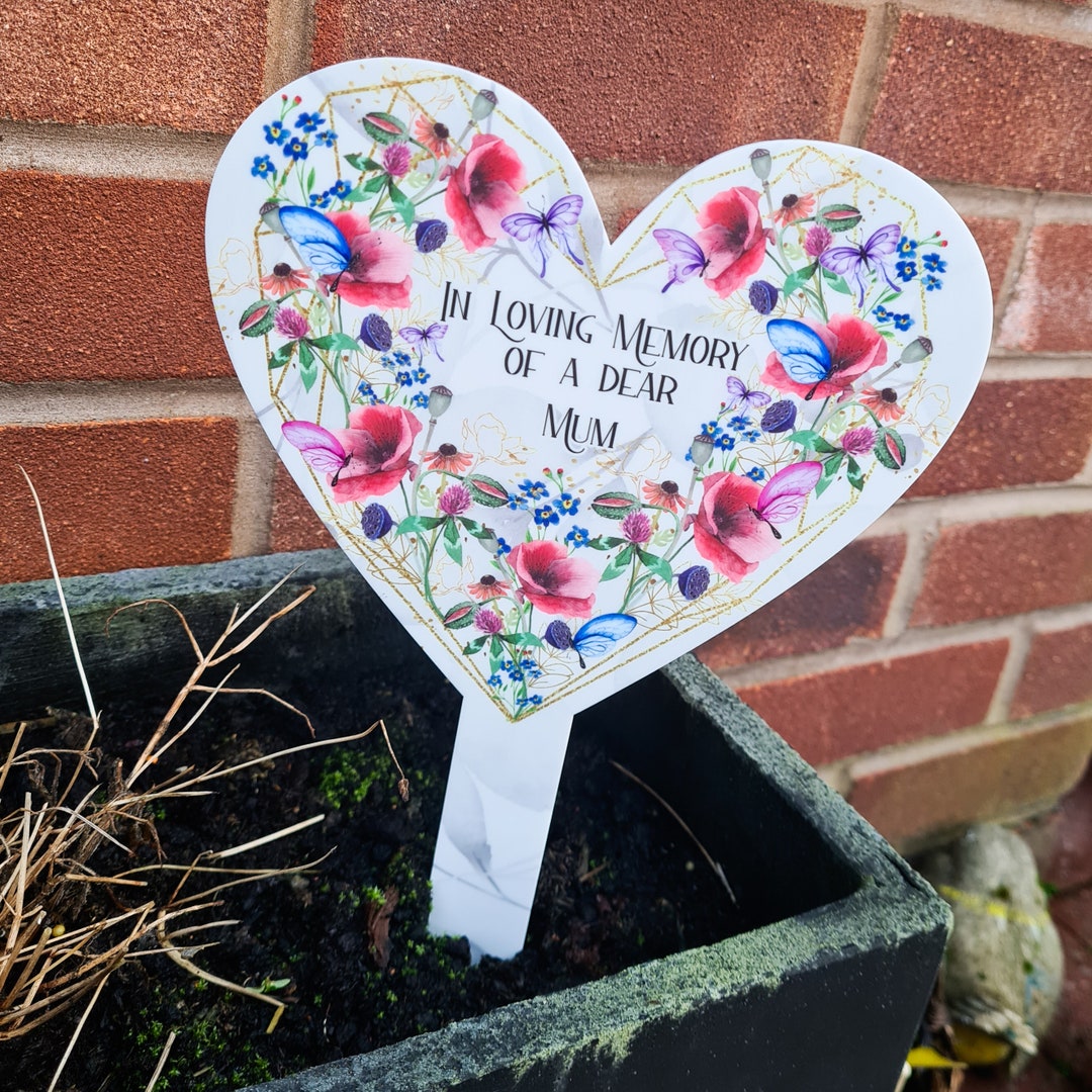 In Loving Memory Grave Stake - Heart Memorial Decoration for Mothers ...