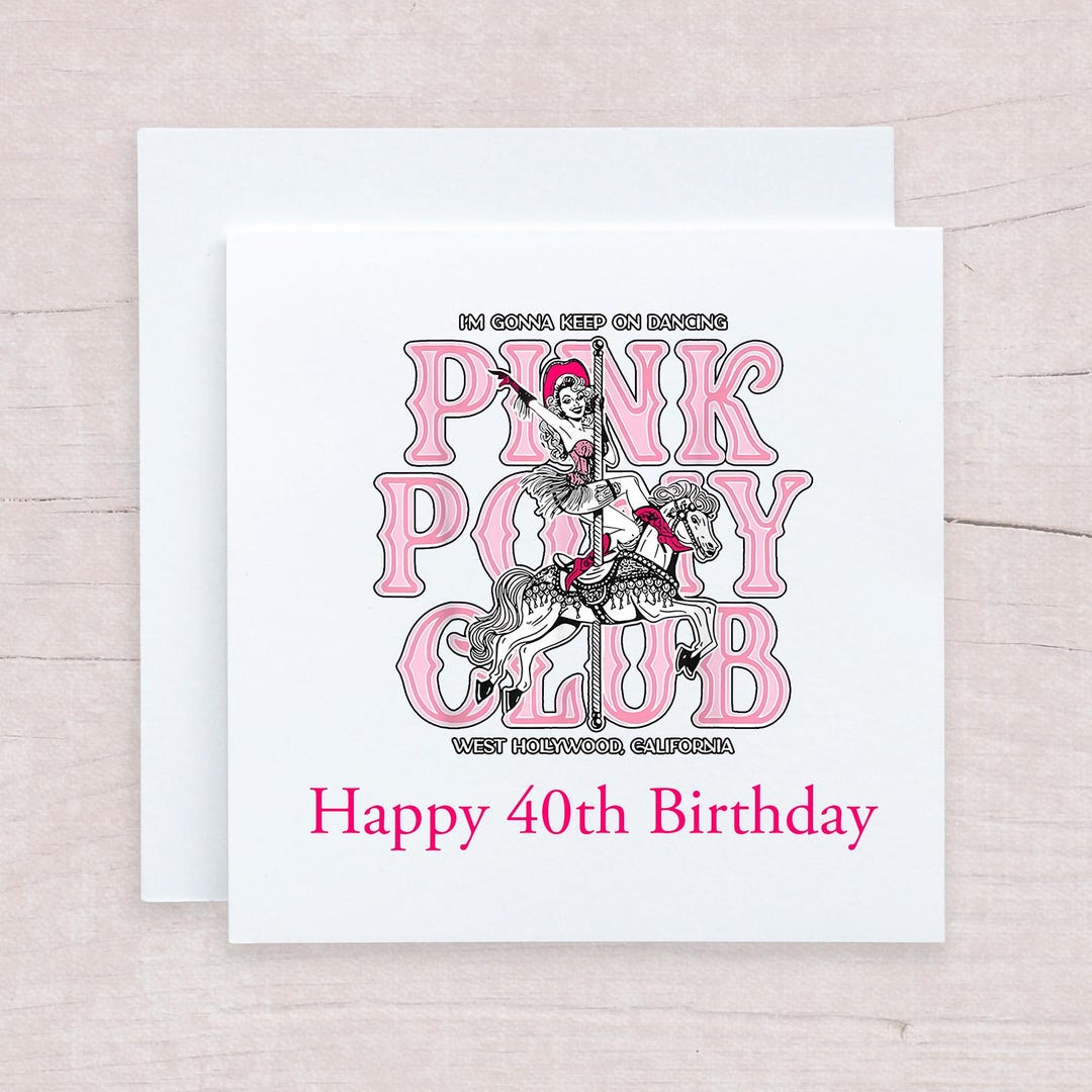 Pink Pony Club Birthday Card for Girls of Any Age, Pink Cowgirl Card ...