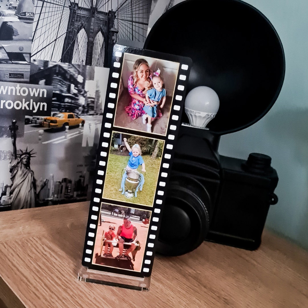 Personalised Photo Film Strip Stand - Photo Strip Plaque - Camera Roll ...