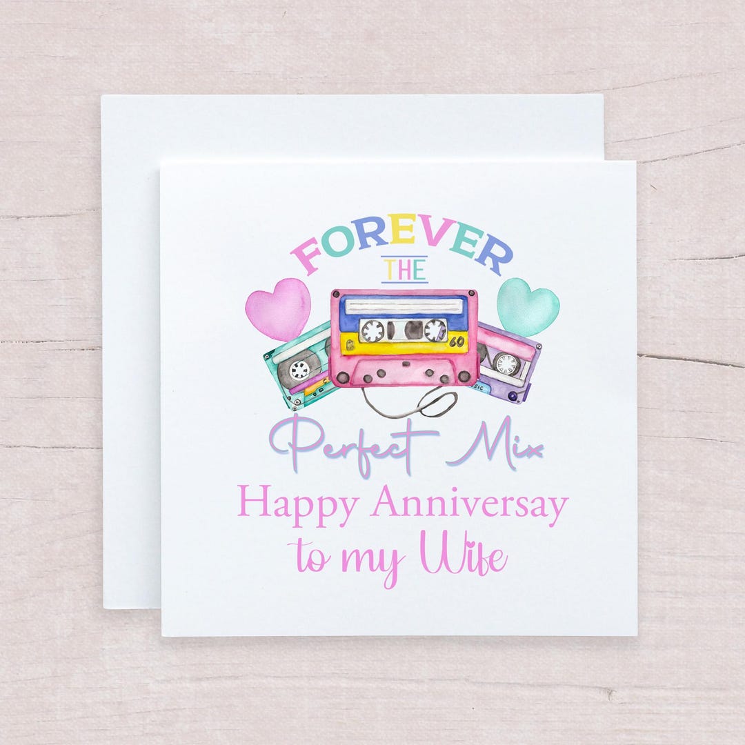 Personalised Vintage Perfect Mix Tape Card for Wedding Day, Anniversary ...