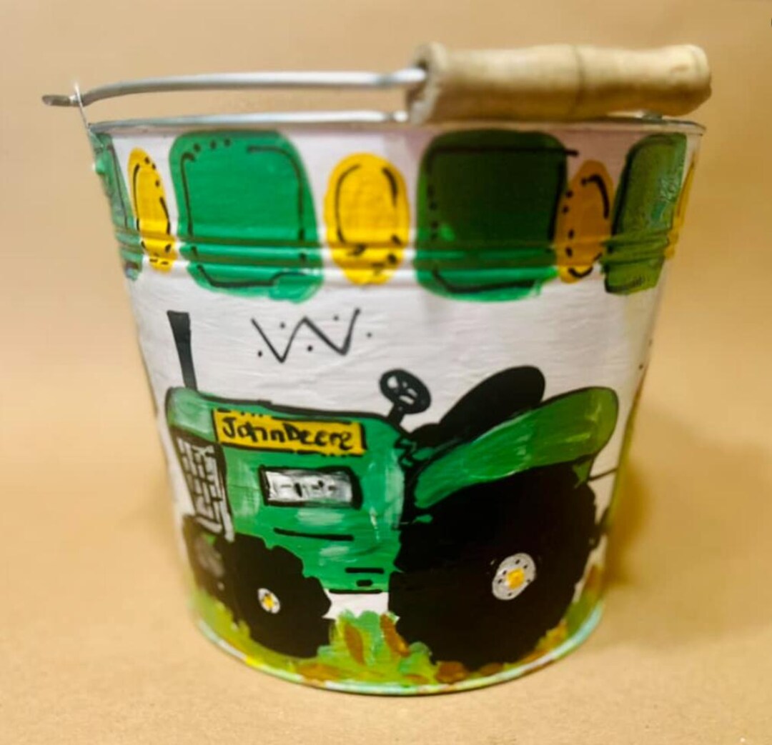 Easter Pail, Personalized and Handpainted - Tractor Little Boy Pail - Etsy