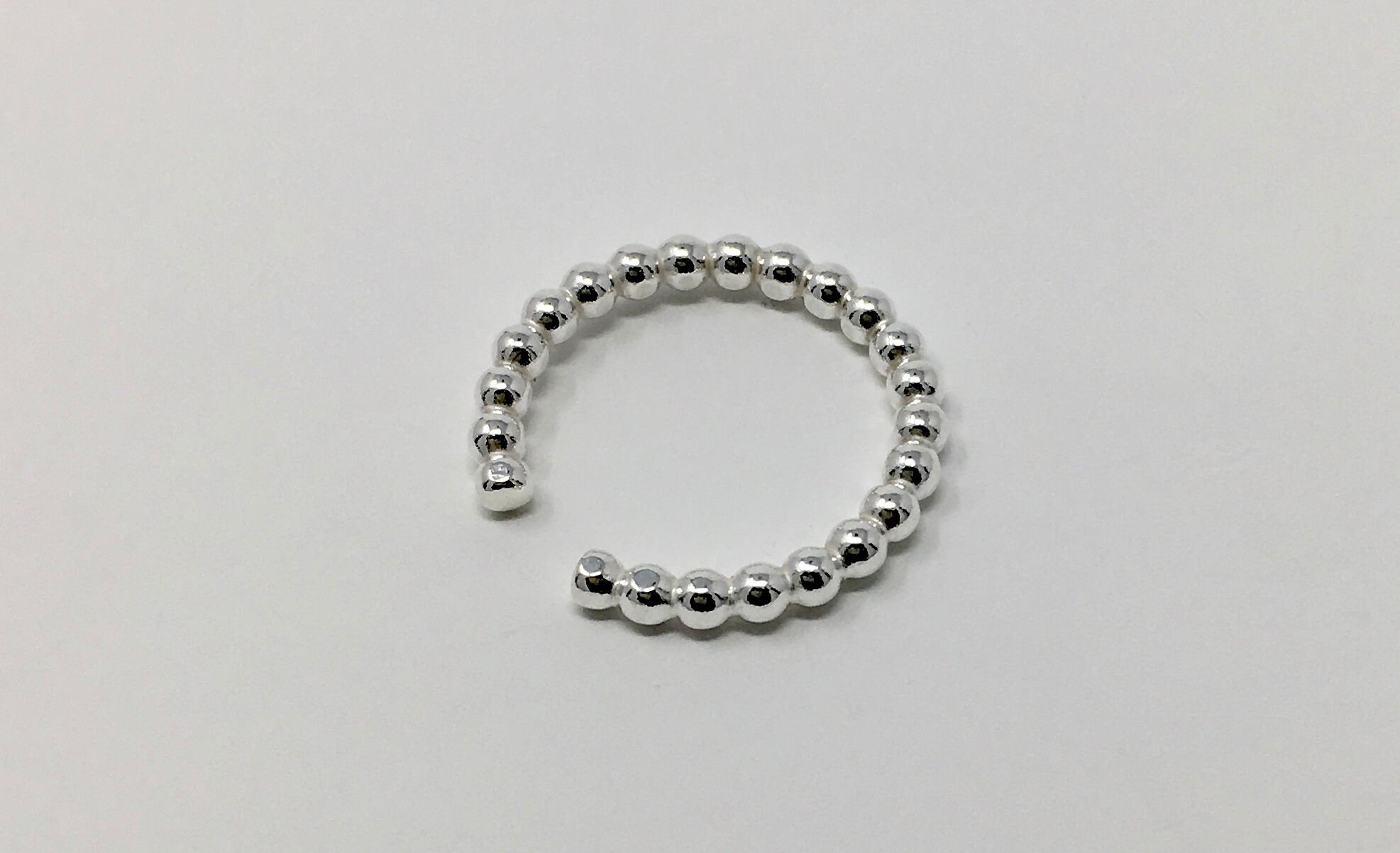 Chunky, Orbital Ear Cuff for Conch, Lower Lobe, No Piercing, Sterling Silver, Beaded Ball Style ...