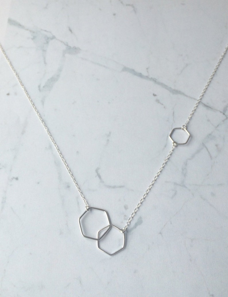 Hexagon Asymmetric Honeycomb Chain Necklace, Minimal, Geometric ...
