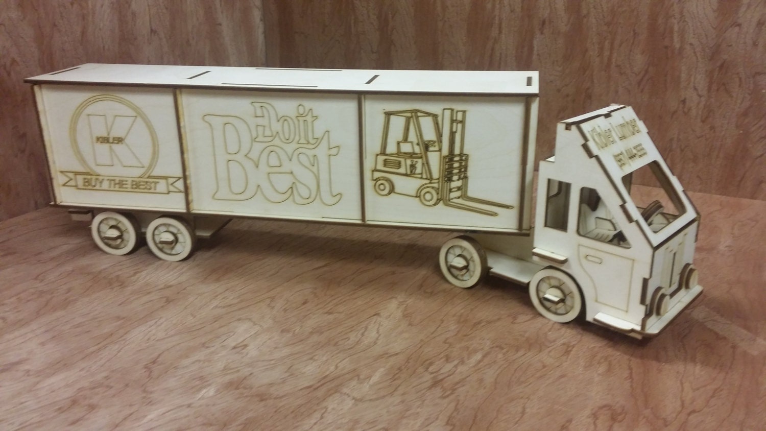 Laser Cut Wooden Model Kit Semi Truck Lorry Cabover Ages 8 ...
