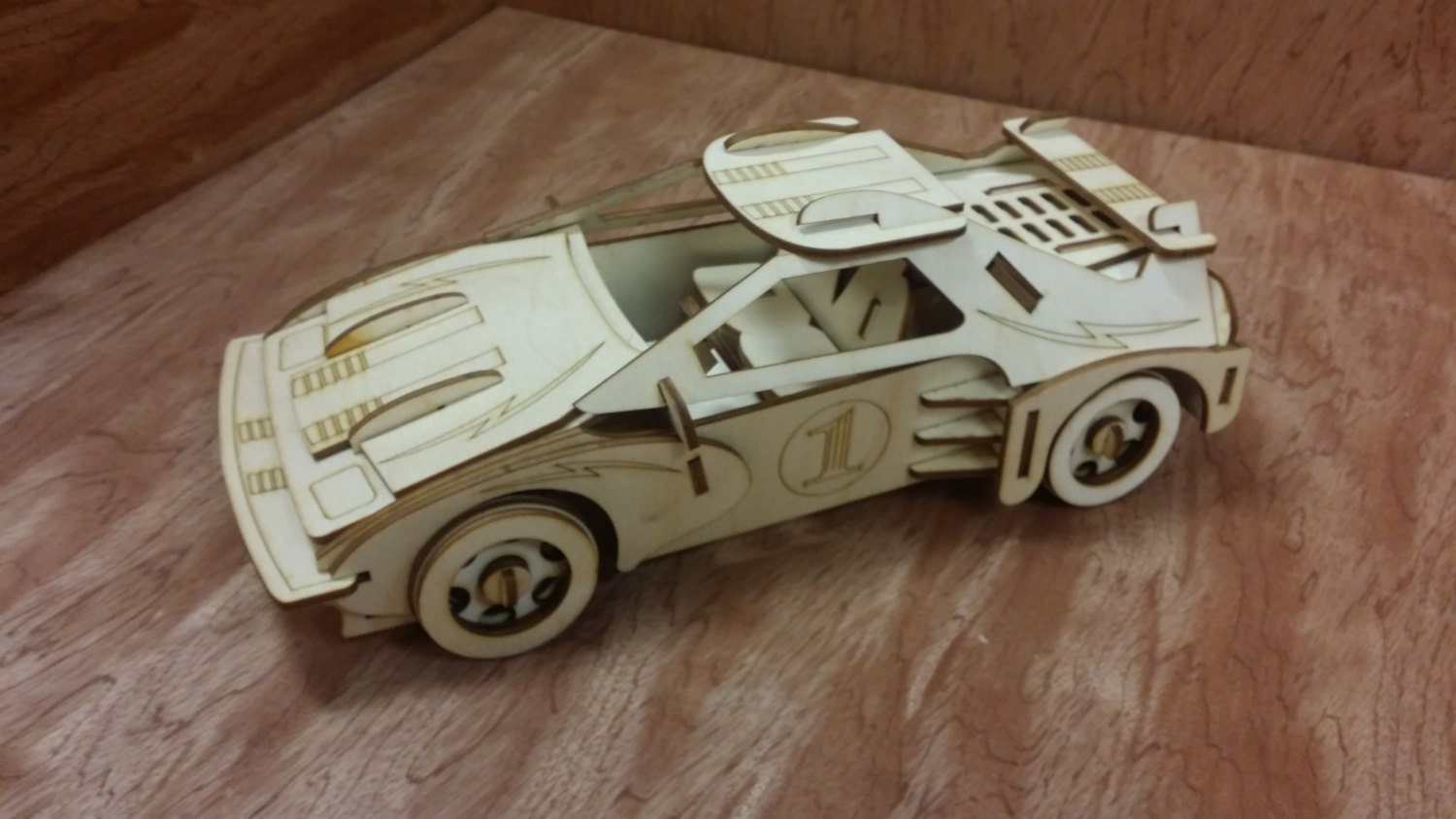 Laser Cut Wooden Model Kit Race Car Ages 8+. Customization Available ...