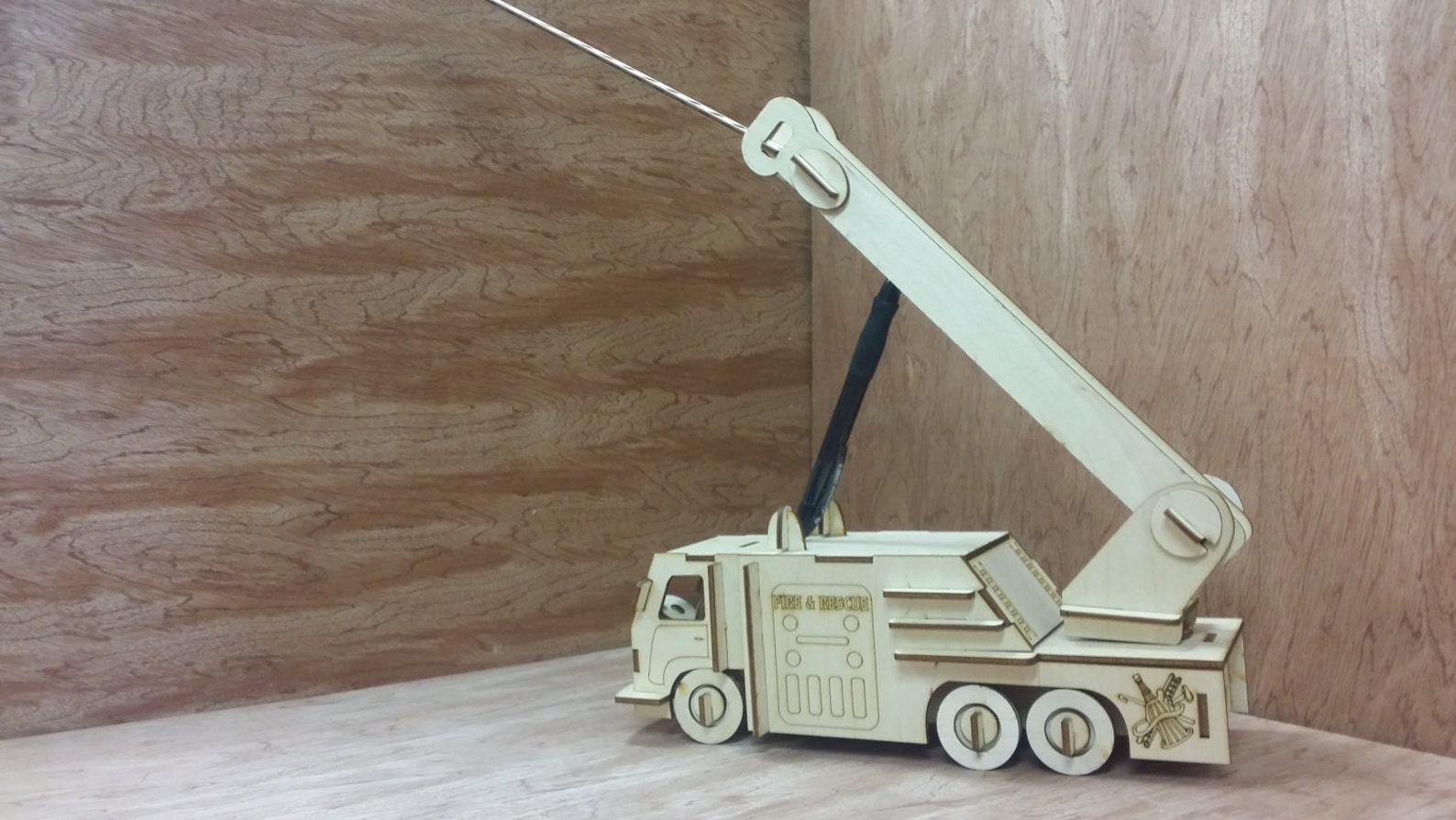 Laser Cut Wooden Model Kit Fire Truck Ages 8+. Customization Available ...