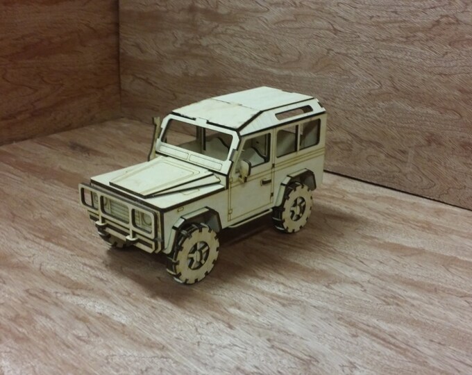 Laser Cut Wooden Model Kit Land Rover Defender Truck Ages 8 ...