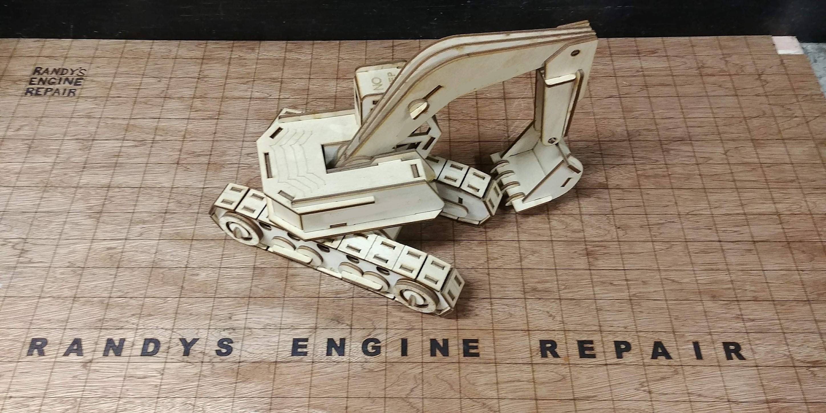 Laser Cut Wooden Model Kit Tack Hoe Excavator Ages 8+. Customization ...