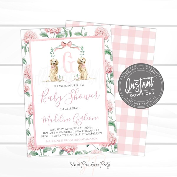 EDITABLE Pink Bonnet Invitation for Baby Shower, Baby Shower Blush Pink ...