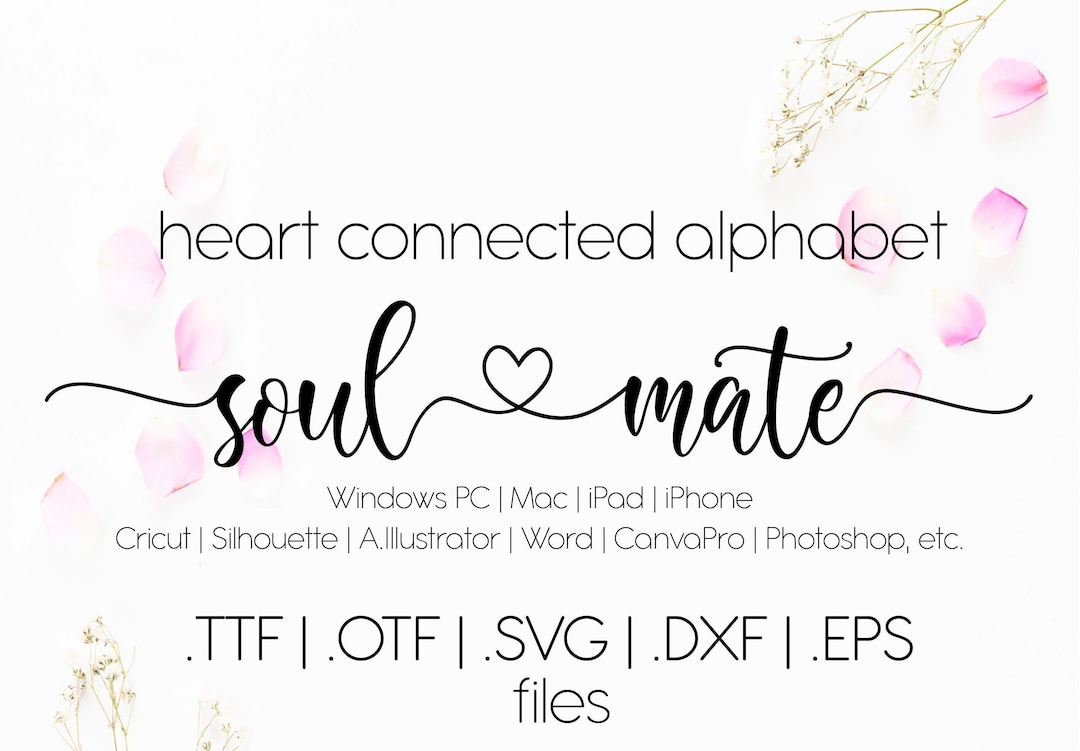 Heart Connected Font: Swirly Cursive Font (digital Download) - Etsy