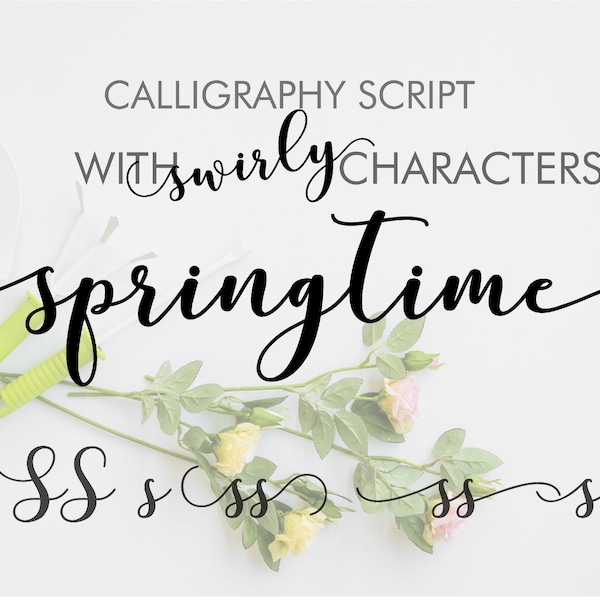 Swirly Calligraphy Embroidery Font - Etsy