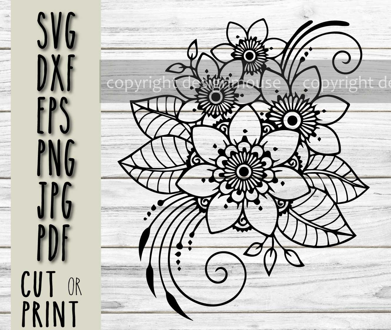 Embellishments Papercraft Mehndi Svg File Mehndi flower svg Mehndi ...