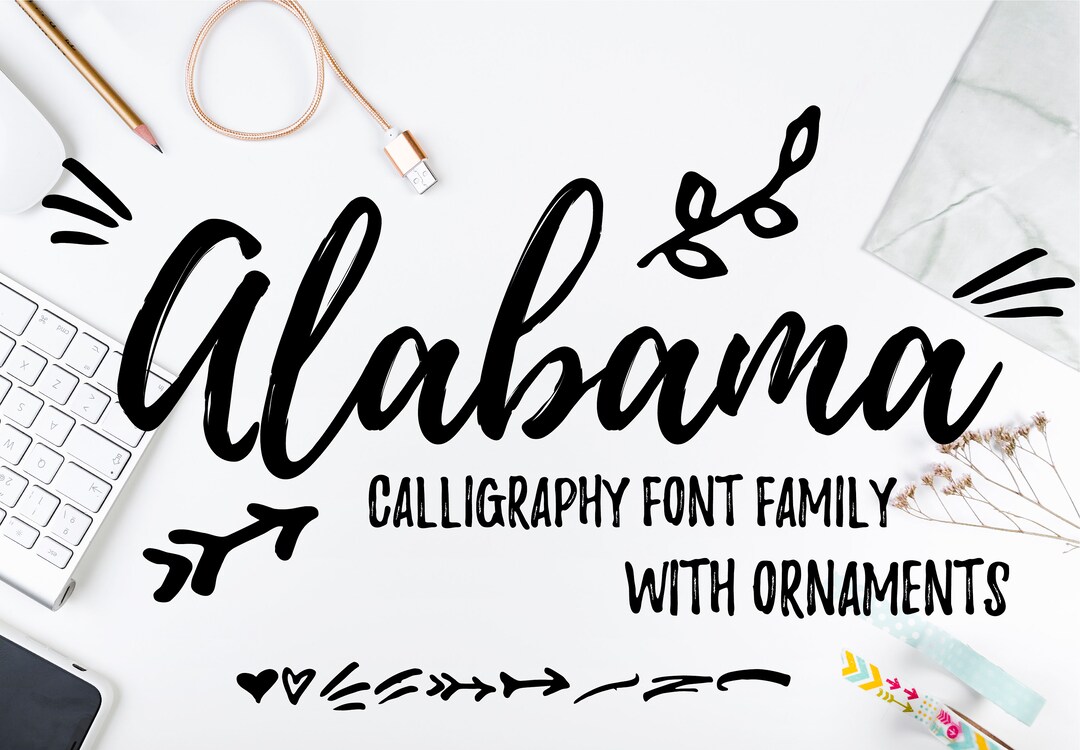 Alabama Farmhouse Font: Calligraphy Script With Ornaments (digital ...
