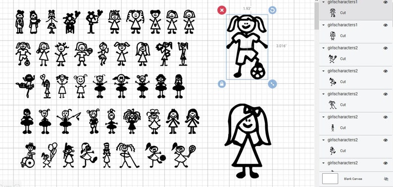 Family car decal cut file Girls characters file girl svg dxf | Etsy