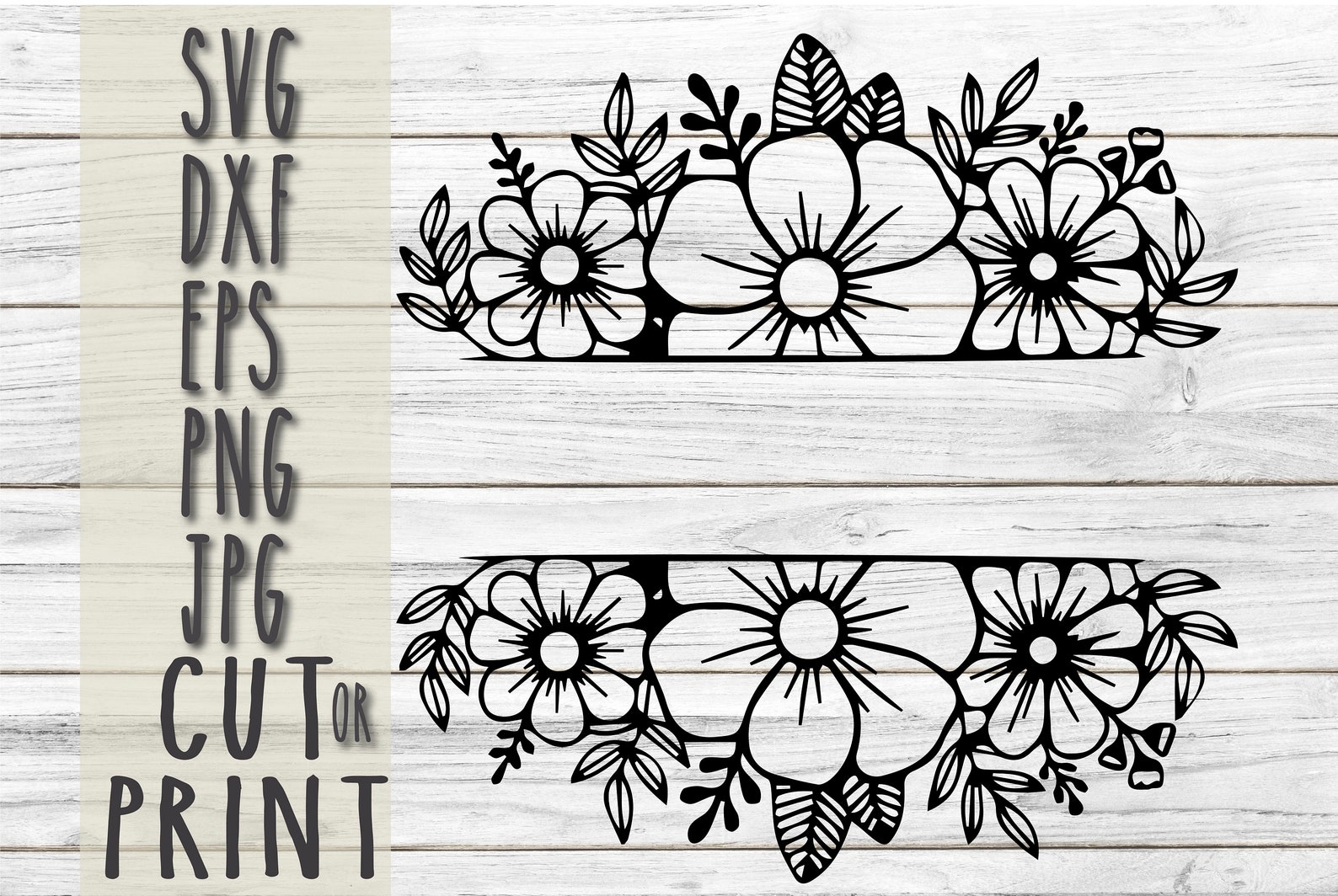 Flowered Monogram Svg Digital Monogram With Flowers Cut File - Etsy