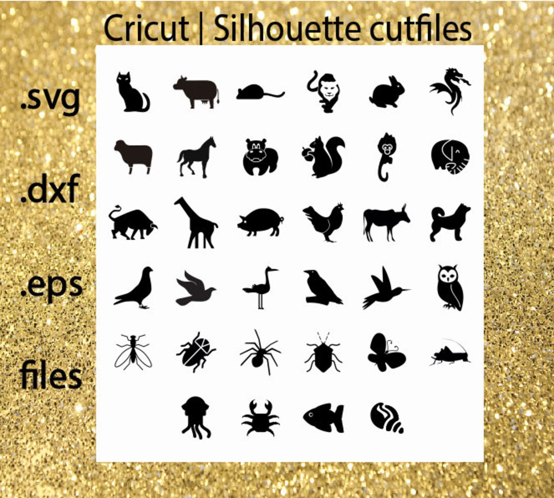 Animals Set of 34 SVG File Cricut File Cutfile Silhuettes File Svg Dxf ...