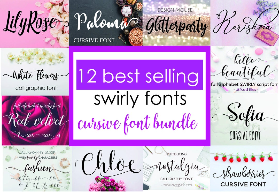 Swirly Cursive Font Bundle: 12 Calligraphy Fonts (digital Download) - Etsy