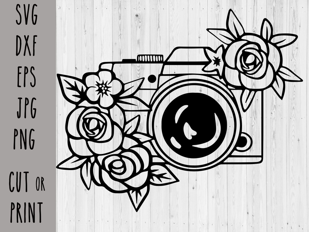 Flowerd Camera Digital Cricut SVG, Photographer Cricut Digital File ...