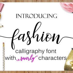 Fashion Script Font: Long Tail Cursive, Swirly Letters (.TTF, .OTF) - Etsy