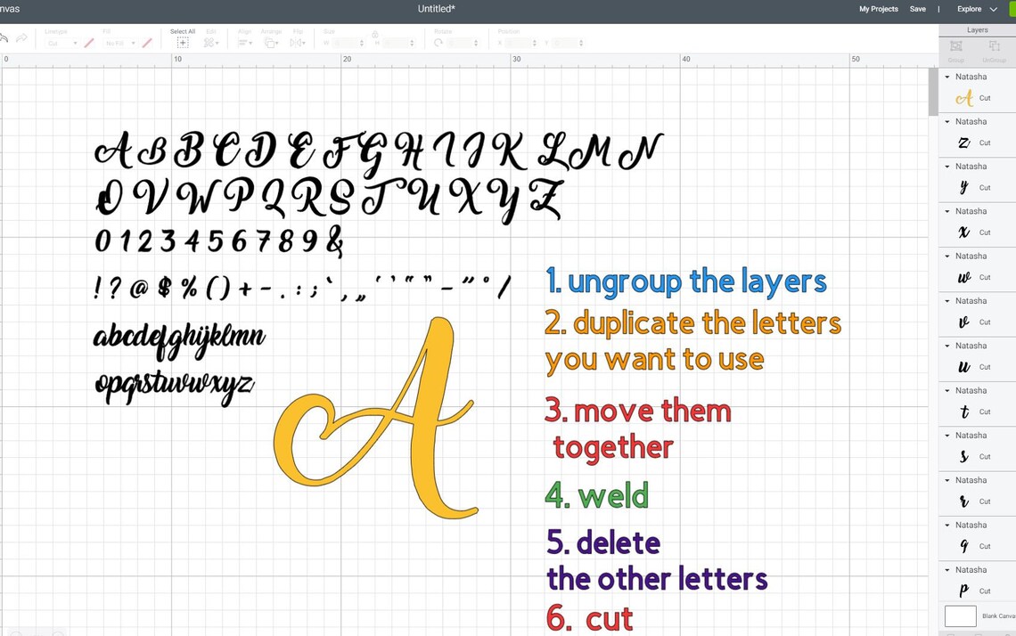 Swirly Cursive Font: Natasha Alphabet Cut File (SVG/DXF/EPS) - Etsy