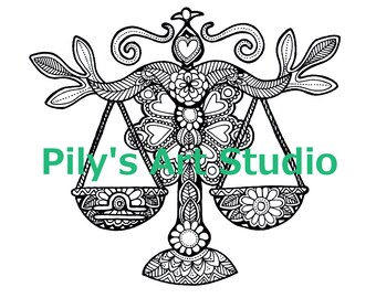 Instant Download PDF Gemini Zodiac Signs Zentangle Coloring | Etsy