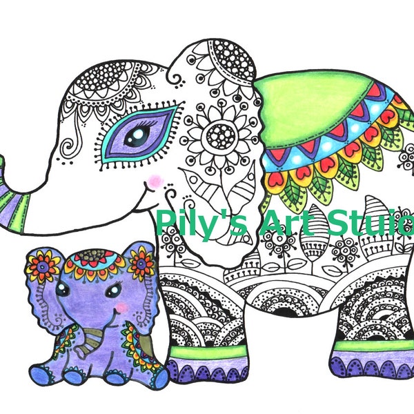 Zentangle Elephant - Etsy