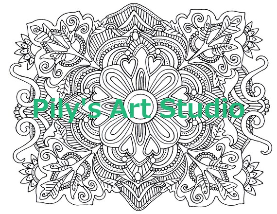 Instant Download PDF Flowers Zentangle Coloring Page | Etsy