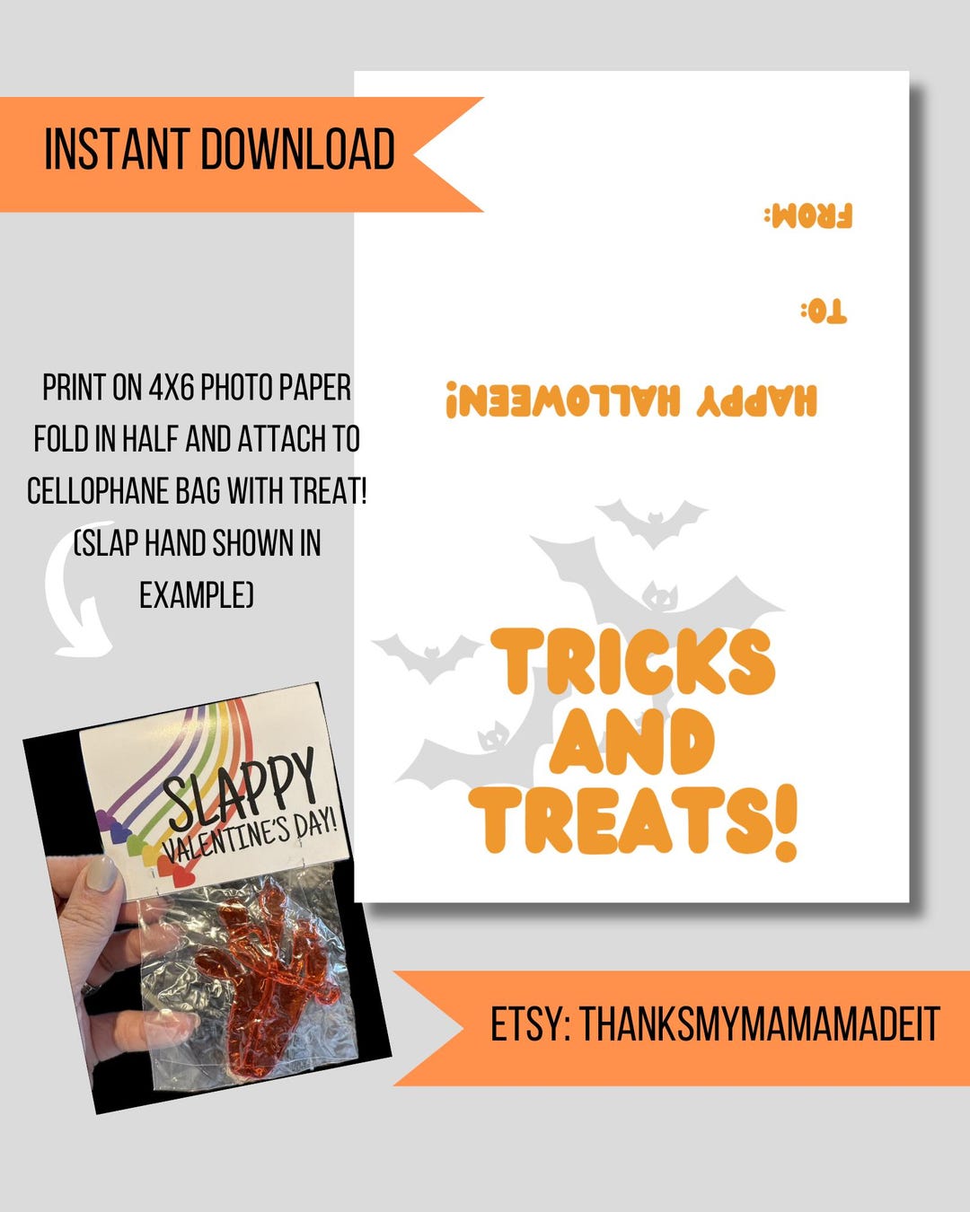 Halloween Treat Bag Topper Card Digital Download - Etsy
