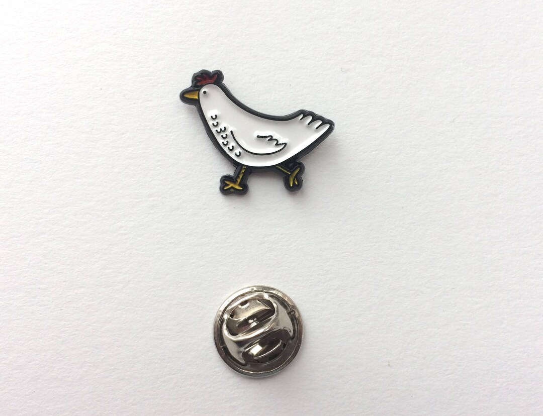 Chicken - Enamel Pin / Badge (with Original Drawing) - Personalised ...