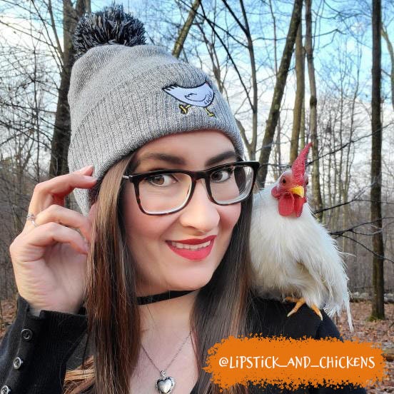 Chicken Beanie ORIGINAL DESIGN Warm Hat Grey Bobble Hat | Etsy