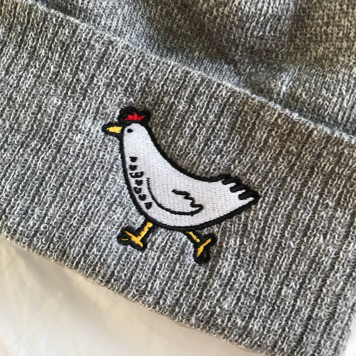 Chicken Beanie ORIGINAL DESIGN Warm Hat Grey Bobble Hat | Etsy