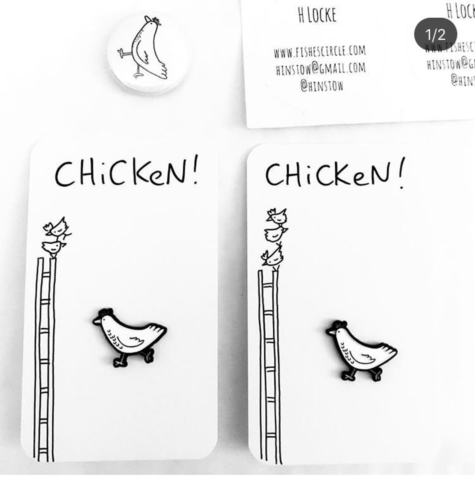 Chicken Enamel Pin / Badge with Original Drawing | Etsy UK