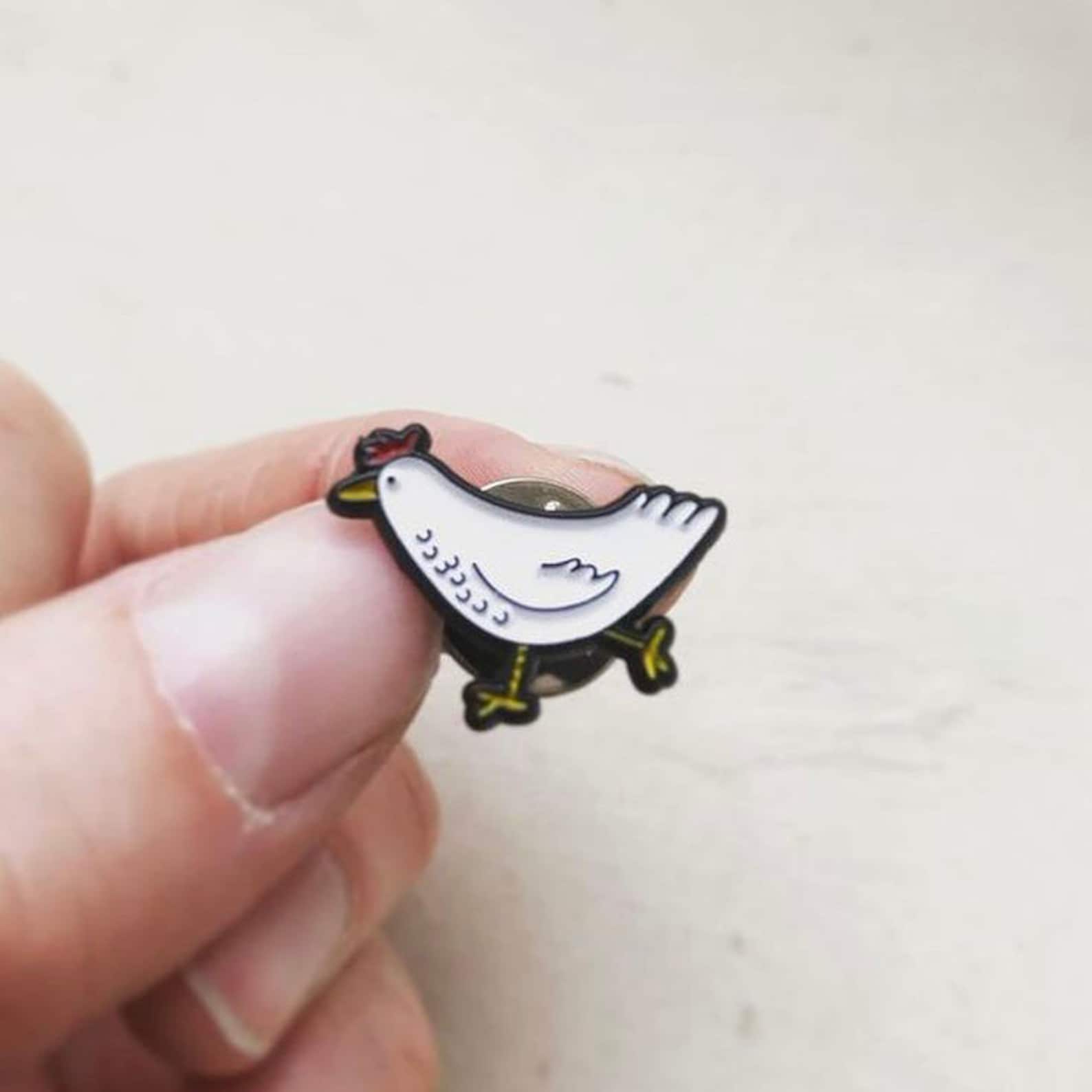 Chicken Enamel Pin / Badge with Original Drawing | Etsy UK