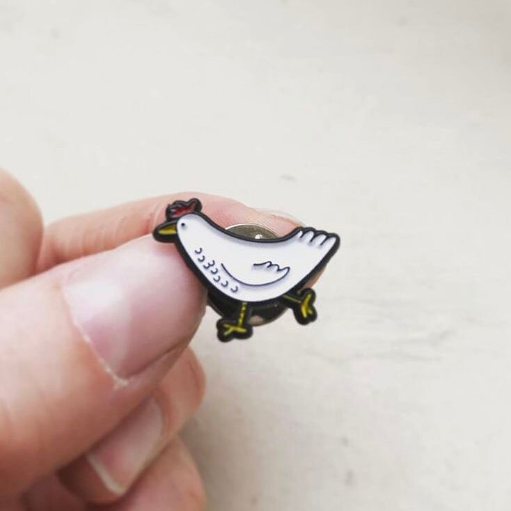 Chicken Enamel Pin / Badge with Original Drawing | Etsy UK