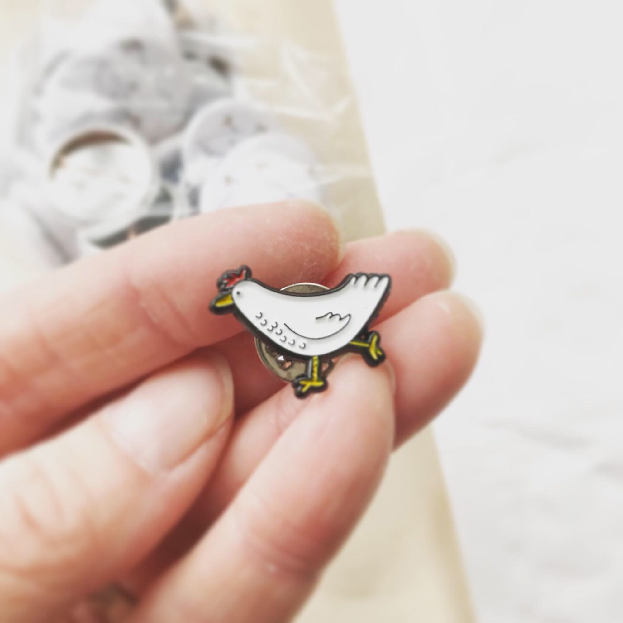 Chicken Enamel Pin / Badge with Original Drawing - Etsy UK