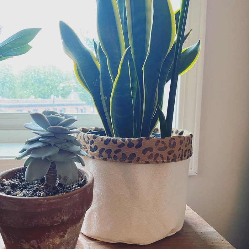 Leopard Reversible Canvas Planter Cover / Planter Bag - Etsy