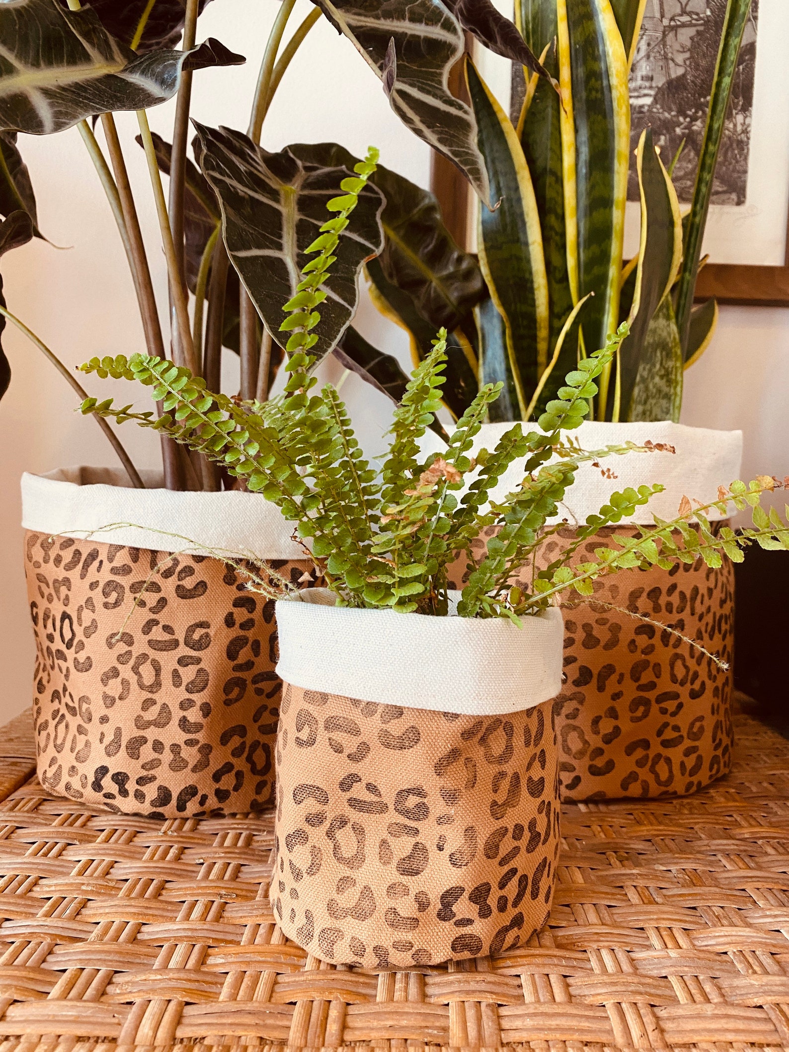 Leopard Reversible Canvas Planter Cover / Planter Bag - Etsy