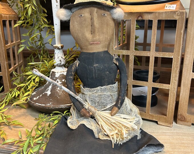 Primitive Witch With Broom - Etsy